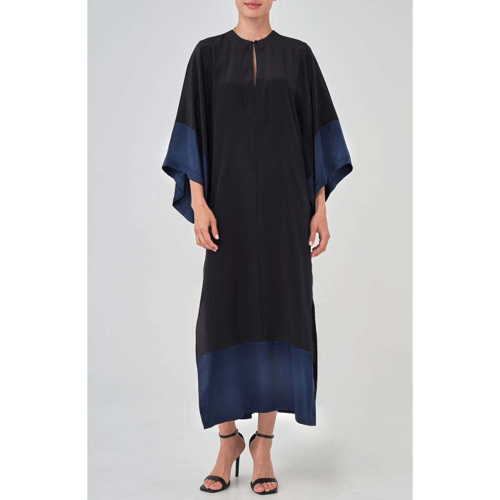 OCEAN+MAIN Wide Sleeve Silk Tunic Dress